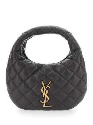 Saint Laurent Quilted Leather Handbag With Cassandre Plate - Gray