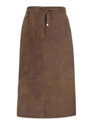 Max Mara Gazza Suede Midi Skirt - Multicolor