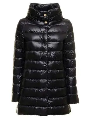 Herno Amelia Down Jacket With High Collar In Tech Fabric - Black