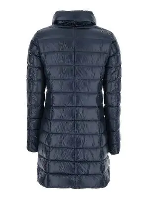 Herno Blue Down Jacket With Zip Closure And Two Patch Pockets In Tech Fabric For
