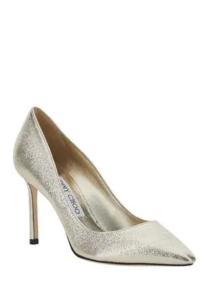 JIMMY CHOO Romy 85mm Metallic Fabric Pumps