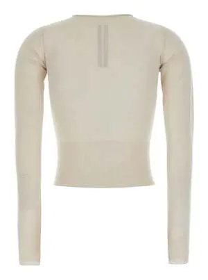 Rick Owens Beige Cropped Cashmere Sweater With Cut-out Detail - Multicolor