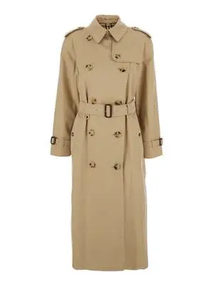 Burberry Double-breasted Trench Coat With Belt - Multicolor