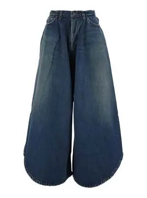 Balenciaga Blue Jeans With Asymmetrical Panel Design And Logo Patch On The Back In Denim For - Multicolor