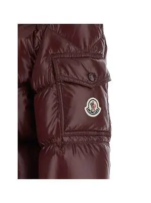 Moncler Maire Down Jacket With Hood And Logo Patch Sleeve Pocket - Multicolor