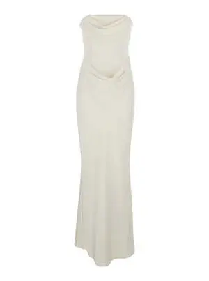 ROTATE BY BIRGER CHRISTENSEN Long Sleeveless Draped Tech Fabric Dress - Multicolor