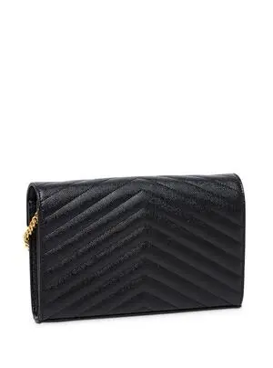 Saint Laurent Cassandre Crossbody Bag In Chevron Leather - Black