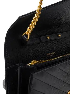 Saint Laurent Cassandre Crossbody Bag In Chevron Leather - Black