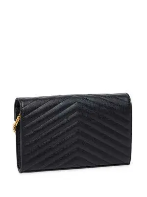 Saint Laurent Cassandre Crossbody Bag In Black Chevron Leather - Multicolor