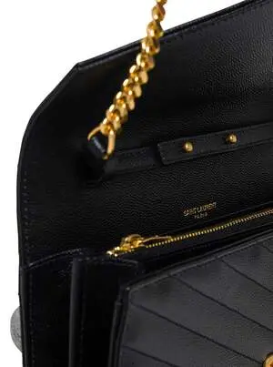 Saint Laurent Cassandre Crossbody Bag In Black Chevron Leather - Multicolor