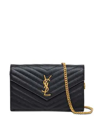 Saint Laurent Cassandre Crossbody Bag In Black Chevron Leather - Multicolor