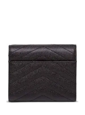 Saint Laurent Saint Laurent Women Wallet 'Grain De Poudre' Black With Cassandre Logo In Black Leather Woman Multicolor