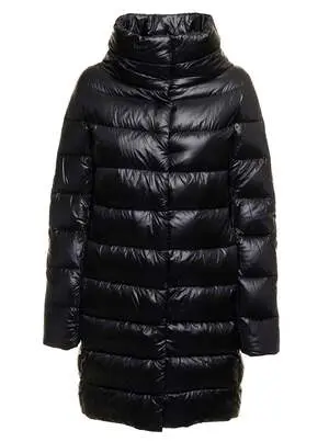HERNO HERNO Long Down Jacket With High Collar In Tech Fabric