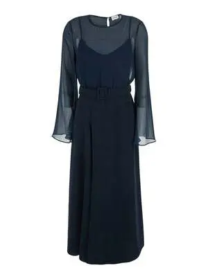 P.a.r.o.s.h Cady Dress With Adjustable Waist Belt - Multicolor