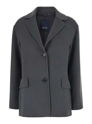Max Mara S 'elfi' Grey Single-breasted Jacket With Notched Revers In Wool For