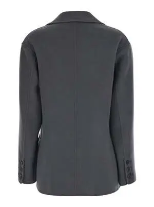 Max Mara S 'elfi' Grey Single-breasted Jacket With Notched Revers In Wool For