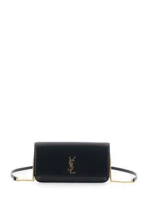 Saint Laurent Louise Crossbody Bag With Triomphe Plaque In Black Leather - Multicolor