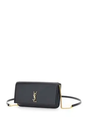 Saint Laurent Louise Crossbody Bag With Triomphe Plaque In Black Leather