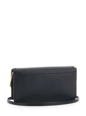 Saint Laurent Louise Crossbody Bag With Triomphe Plaque In Black Leather