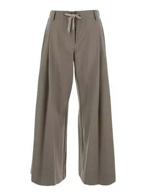 Brunello Cucinelli Wide Leg Drawstring Trousers - Multicolor