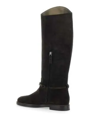 Brunello Cucinelli Suede Boots With Monile Detail - Multicolor