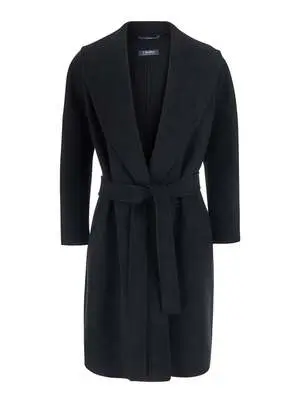 Max Mara Wool Belted Coat - Black