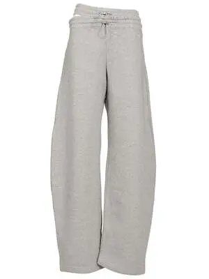 Attico Cotton Jersey Long Jogger Trousers With Cutout Detail - Gray