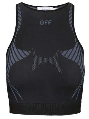 Off-White Sleeveless Racing Top - Black