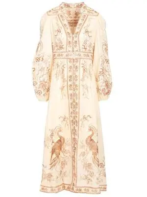 Zimmermann Indra Plunge Midi Dress - Multicolor