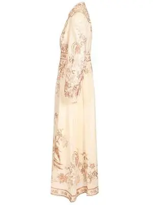 Zimmermann Indra Plunge Midi Dress - Multicolor