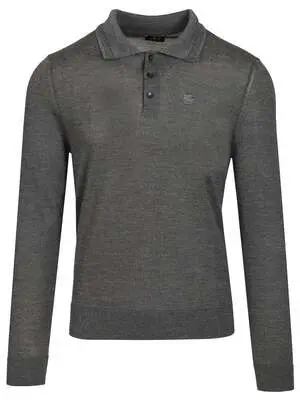 Etro Wool And Silk Polo Shirt - Gray