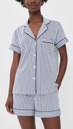 PETITE PLUME French Ticking Shorts Pajama Set