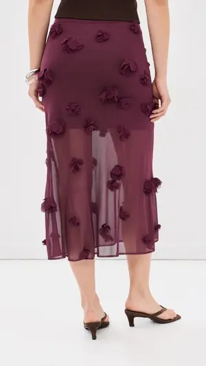 Simkhai Cora Floral Applique Midi Skirt