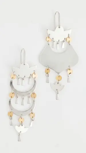 Isabel Marant Étoile Asymmetric Geometric Drop Earrings - Silver/dore