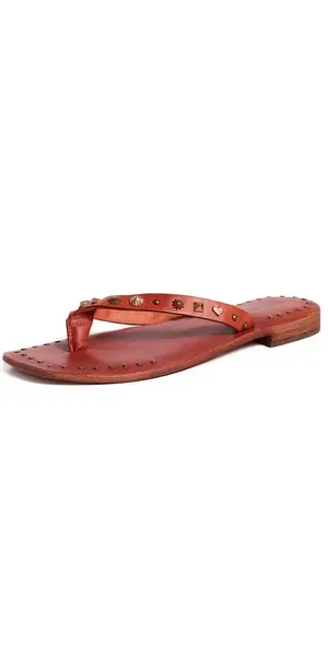 Free People Tide Flip Flops - Rust Leather