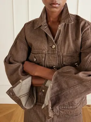 Ossou Sway" Cropped Denim Jacket