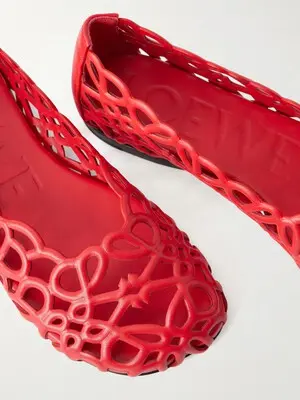 Loewe Petal Anagram Leather Ballet Flats - Red