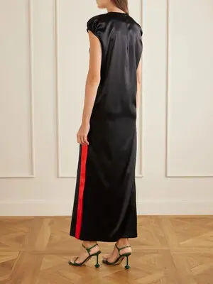 Loewe Satin Silk-blend Midi Dress With Contrast Trim