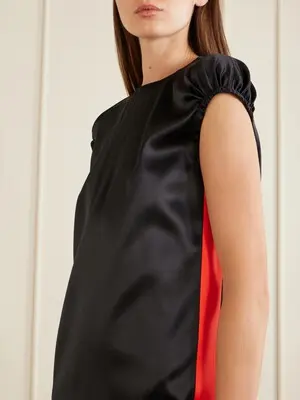 Loewe Satin Silk-blend Midi Dress With Contrast Trim
