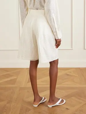 Another Tomorrow Gingham Point D'esprit Bermuda Shorts