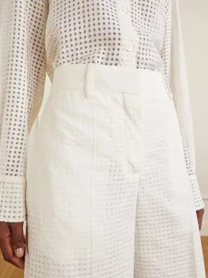 Another Tomorrow Gingham Point D'esprit Bermuda Shorts