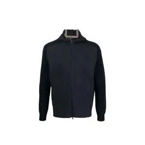 Herno Knit Sleeve Hooded Jacket - Blue