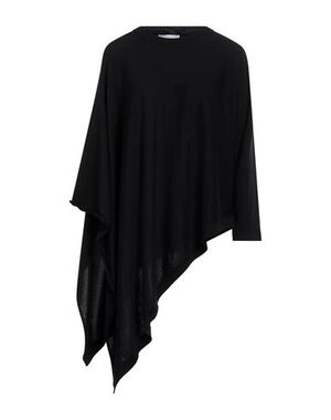 ANNA MOLINARI Wool Asymmetric Crewneck Sweater - Black