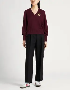 ANNA MOLINARI Wool V-neck Sweater With Brooch Embellishment