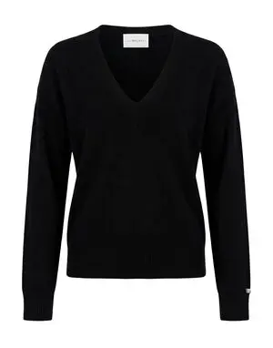 ANNA MOLINARI Wool Cashmere V-neck Sweater - Black