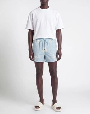 Amiri Viscose Printed High Waisted Shorts - Blue