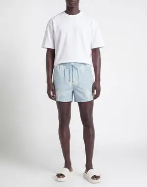 Amiri Viscose Printed High Waisted Shorts - Blue