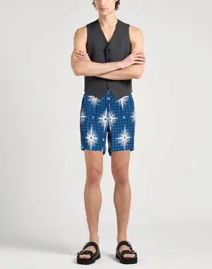 Amiri Viscose Shorts With Star Print - Blue