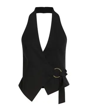 CARLA G. Tailored Vest Size Acetate, Viscose, Elastane - Black
