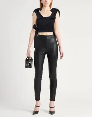 MSGM Cotton And Elastane Crop Top With Bow Detail